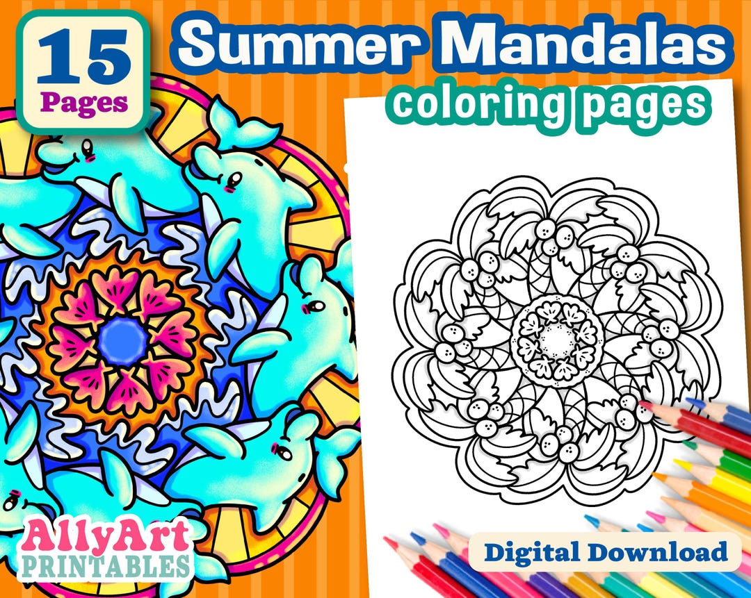 Summer Mandalas Coloring Pages - Digital Download Coloring Pages ...