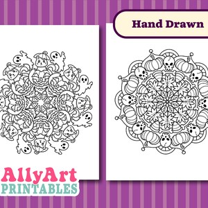 Spooky Mandalas Coloring Pages Halloween Mandalas - Etsy
