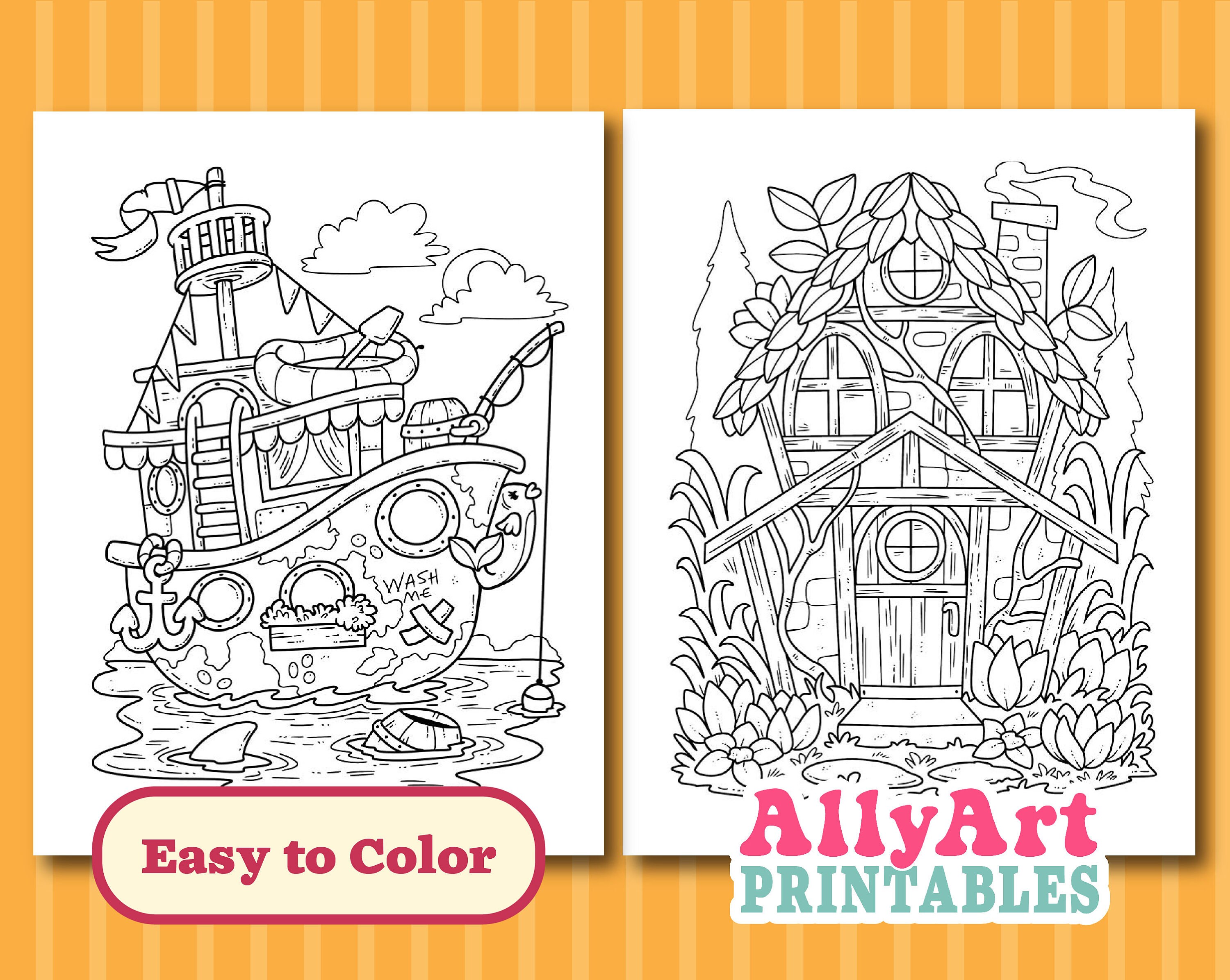 Fairy Houses Coloring Pages Digital Download Coloring Pages Printable ...