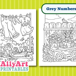 Color by Number Garden Coloring Pages, Digital Download Adult Coloring ...