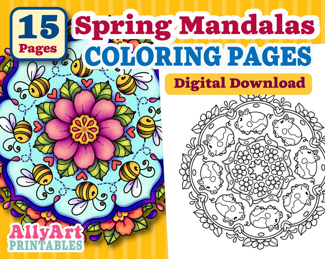 Spring Mandalas Coloring Pages, Coloring Pages for Adults and Kids ...