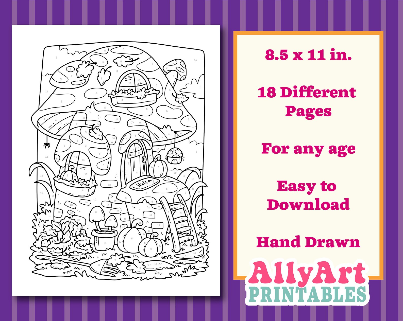 Color by Number Spooky Houses Digital Halloween Coloring Pages Spooky ...