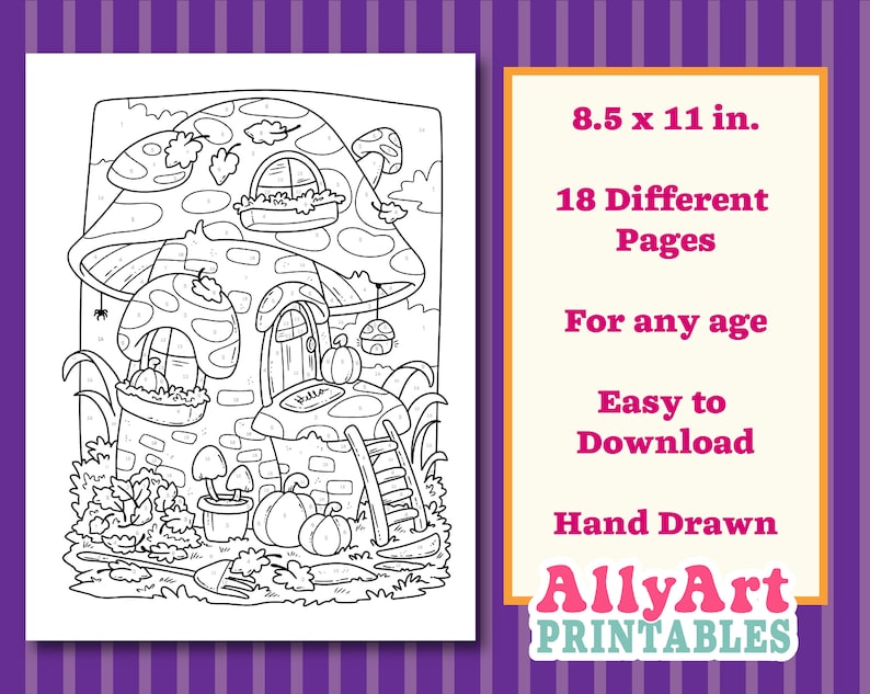 Color by Number Spooky Houses - Digital Halloween Coloring Pages ...