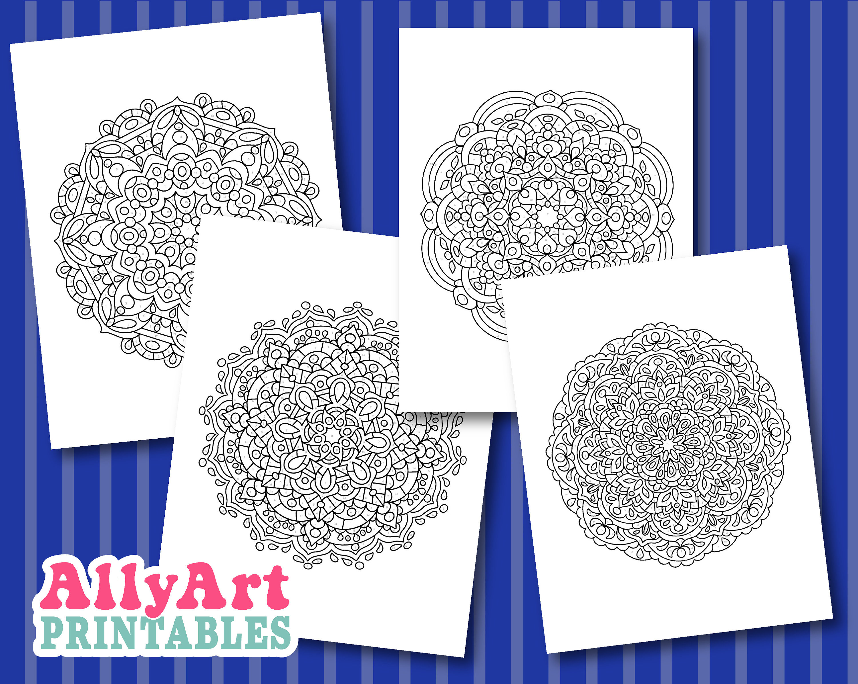 Color by Number Mandalas Mandala Pattern Pages to Color Digital ...