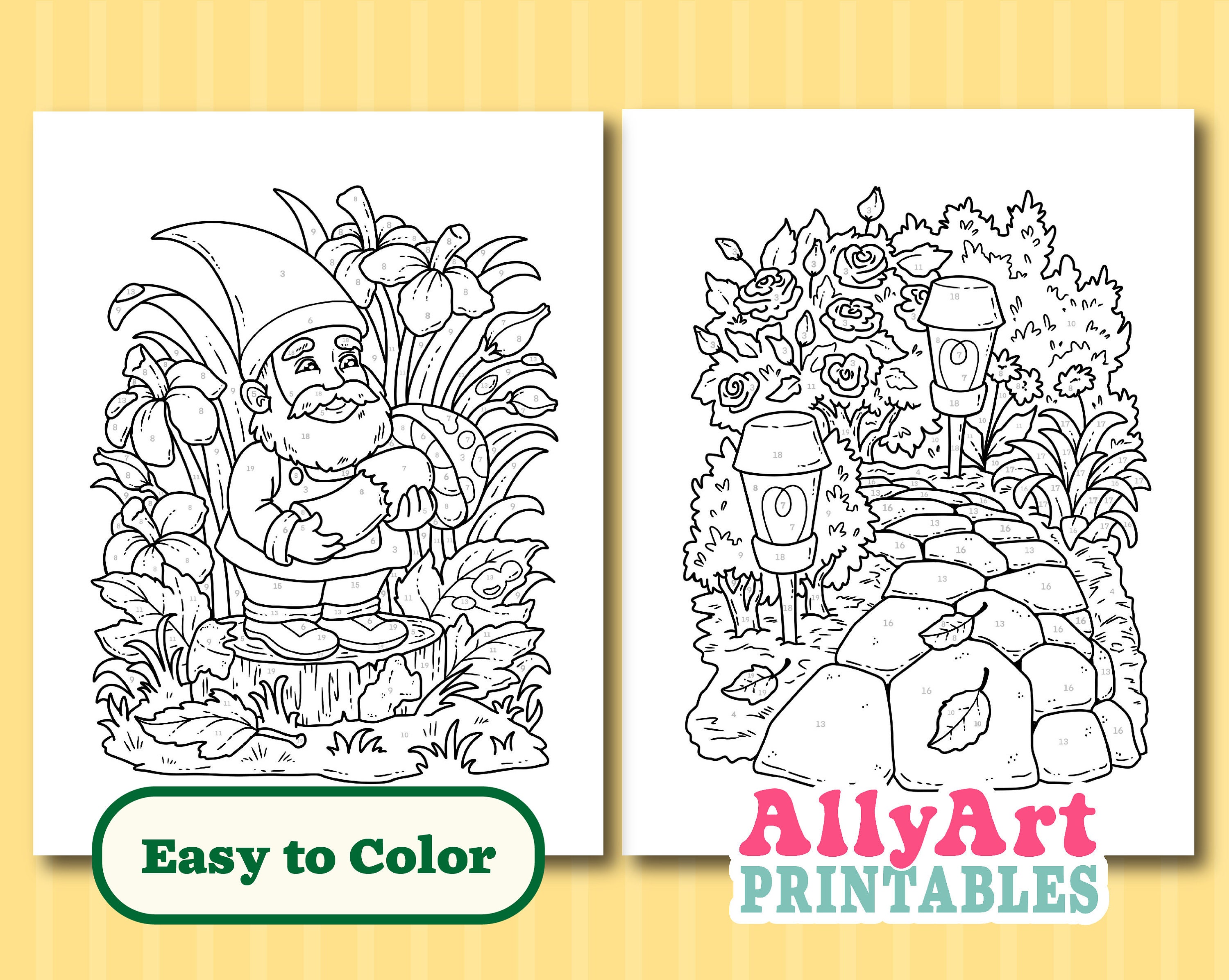 Color by Number Garden Pages - Digital Download Adult Nature Coloring ...
