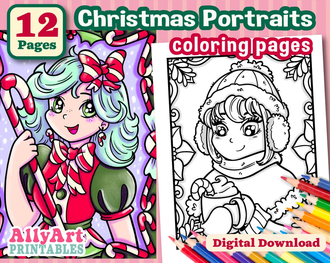 Christmas Portraits Chibi Coloring Pages - Digital Download Pages ...