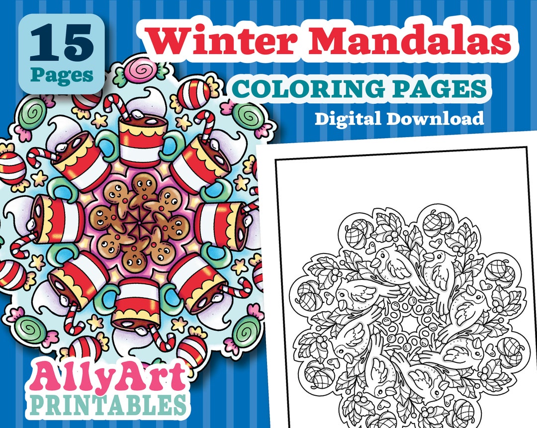 Winter Mandala Coloring Pages, Coloring Page Download, Kids and Adult ...