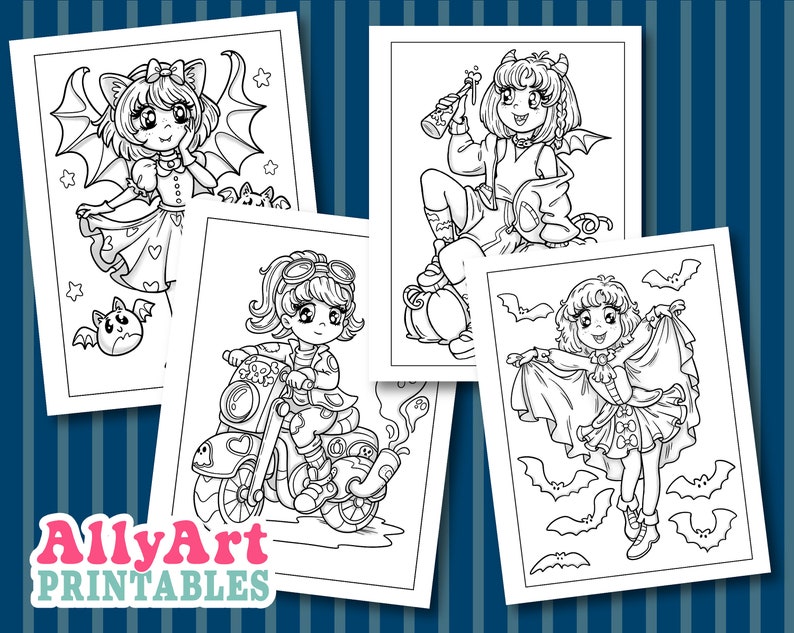Spooky Chibis Coloring Pages Halloween Coloring Pages - Etsy
