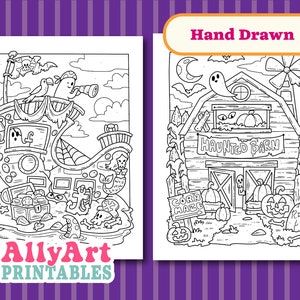 Color by Number Spooky Houses - Digital Halloween Coloring Pages ...