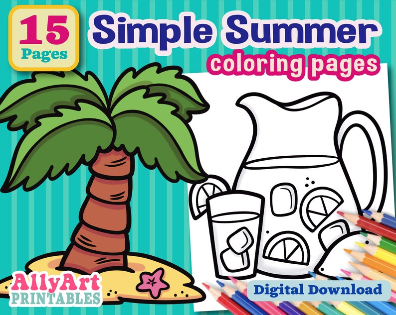Simple Summer Coloring Pages Digital Download Coloring Pages Printable ...