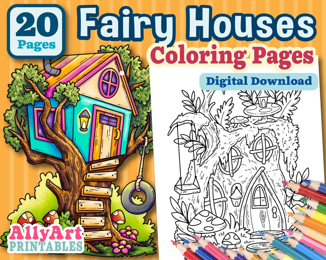 Fairy Houses Coloring Pages - Digital Download Coloring Pages ...