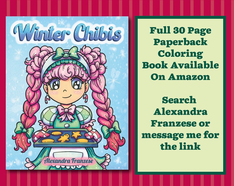 Christmas Chibi Coloring Pages Holiday Digital Coloring Page - Etsy