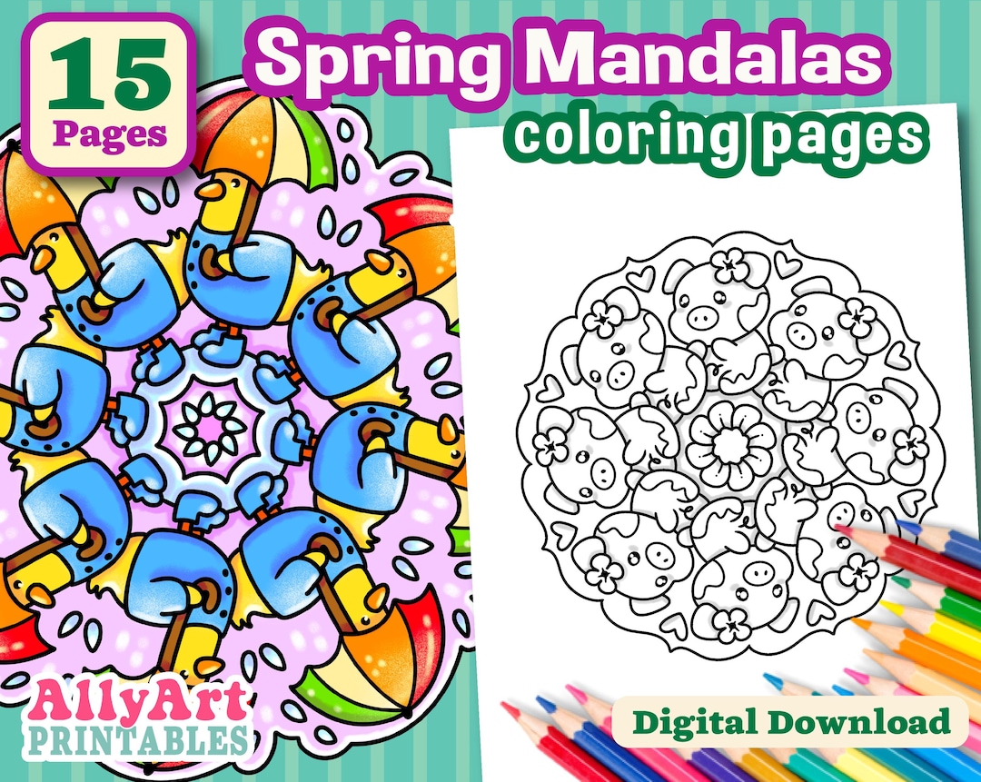Spring Mandalas Coloring Pages, Coloring Pages for Adults and Kids ...