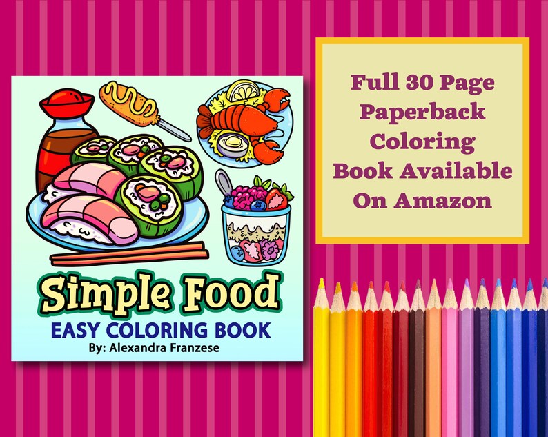 Easy Food Coloring Pages Bold Line Coloring Pages for Seniors and Kids ...