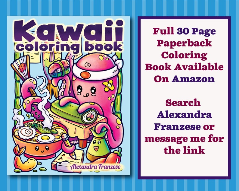 Kawaii Printable Coloring Pages, Digital Art Download, Kids Activities ...