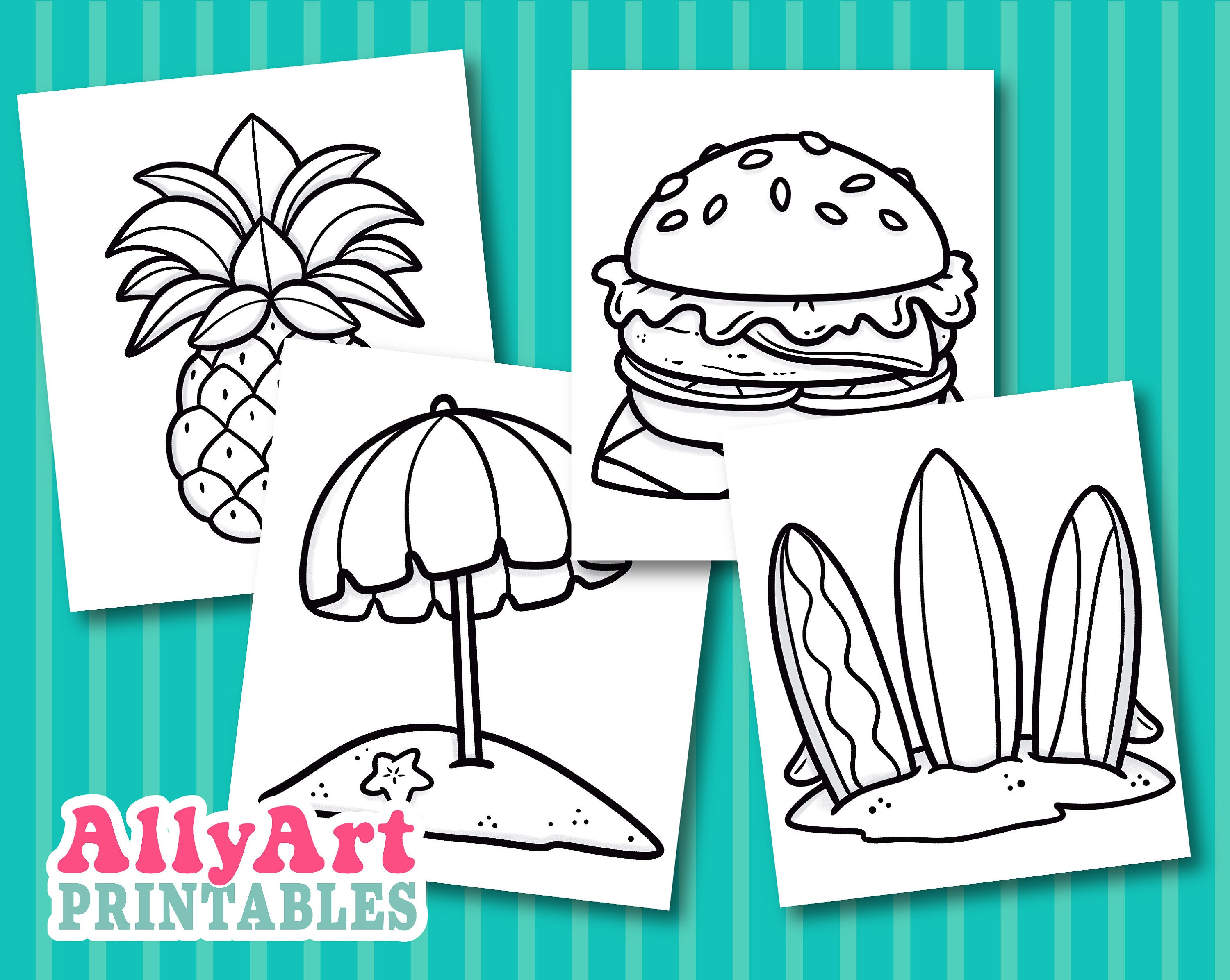 Simple Summer Coloring Pages Digital Download Coloring Pages Printable ...