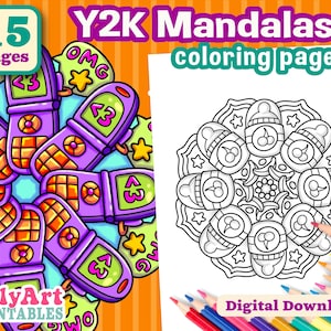Y2K Mandala Coloring Pages - Digital Download - Decade Throwback ...