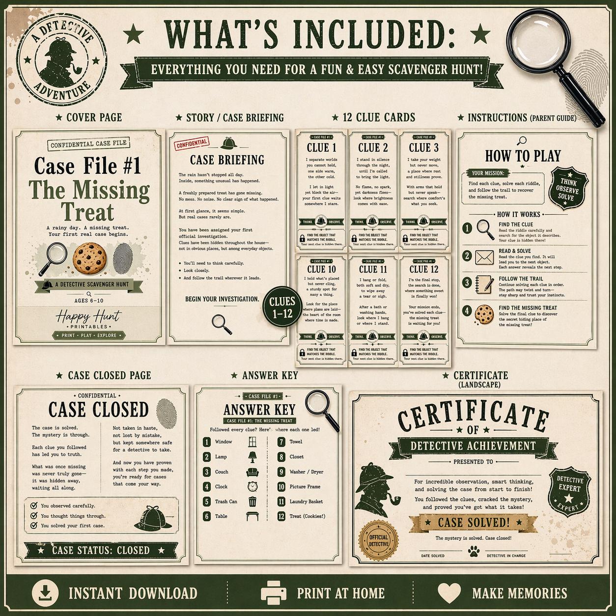 Detective Scavenger Hunt Printable | Kids Mystery Game, Ages 6-10 ...