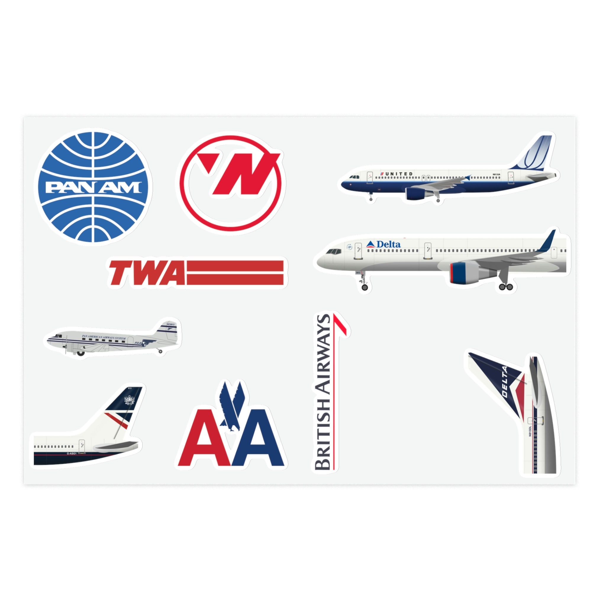 Vintage Airline Sticker Sheet - Etsy