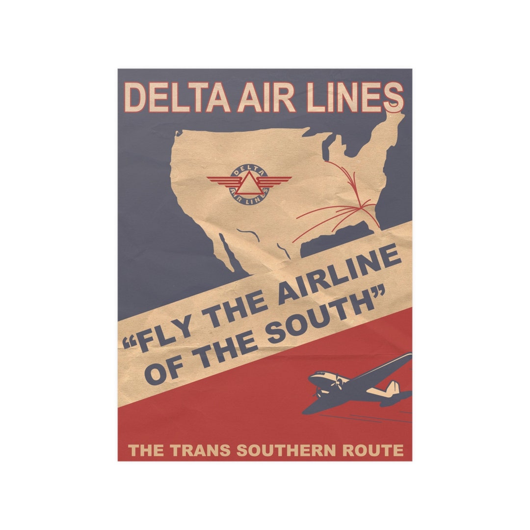 Vintage Delta Route Map - Etsy
