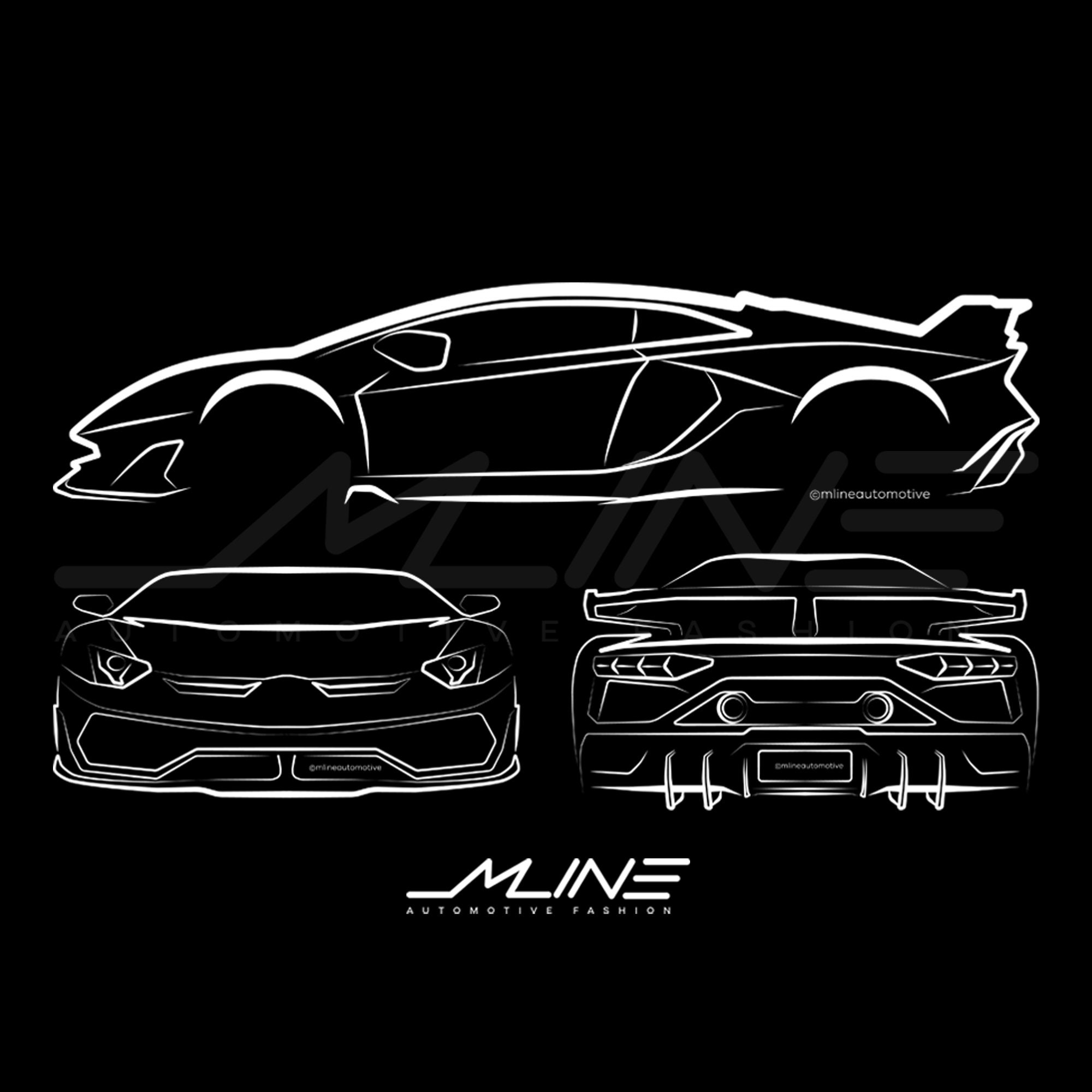 Lamborghini Aventador SVJ Car Silhouette T-shirt Novitec Tuning Body ...