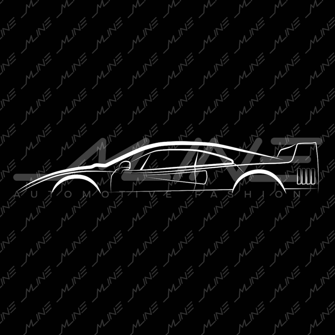 Ferrari F40 Side Silhouette Vector Minimal Digital Design for Printing ...