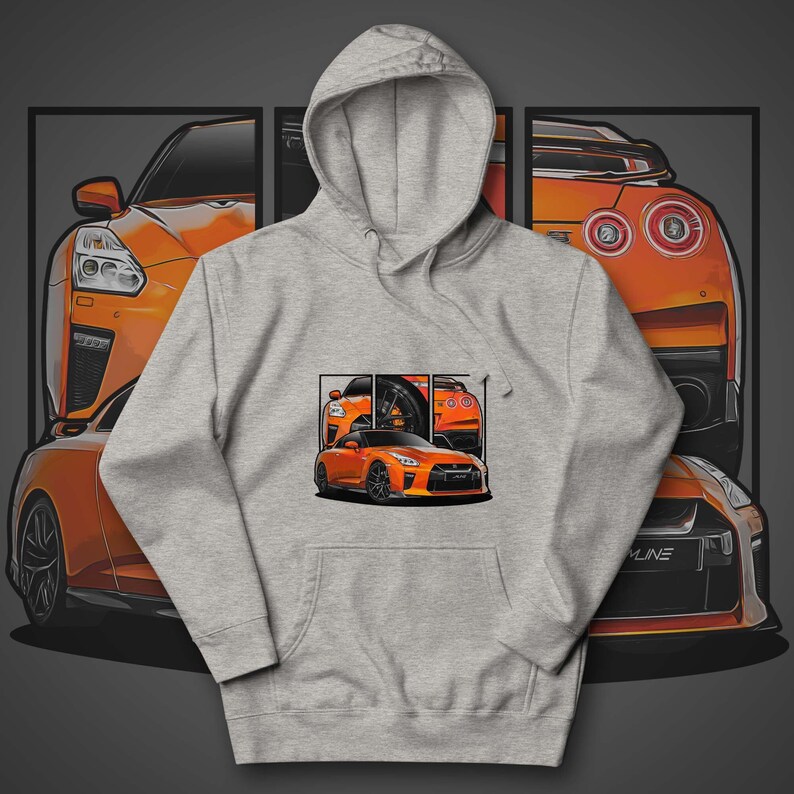 Nissan GTR R35 Skyline Cartoon Art Unisex Hoodie JDM Car Enthusiast ...