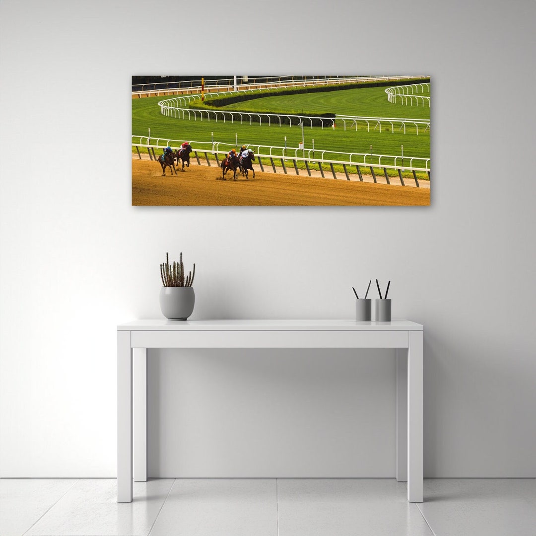 Belmont Racetrack Canvas Print - Captivating 12x36 Wall Art for Horse ...