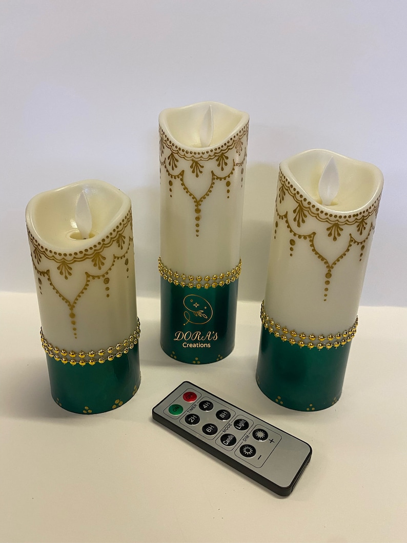 Decorative LED Flameless Candles With Remote, Festive Candles Set of 3 ...