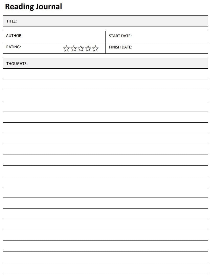 Reading / Book Journal Template | Digital Download PDF, PNG, & SVG - Etsy