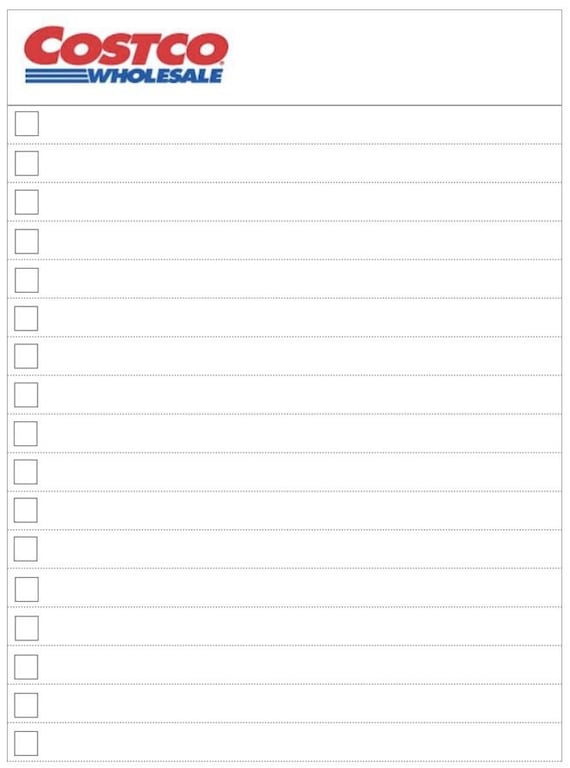 Costco Shopping List Template Digital Download PDF PNG SVG - Etsy