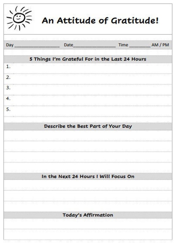 Attitude of Gratitude Journal Template Digital Download PDF - Etsy