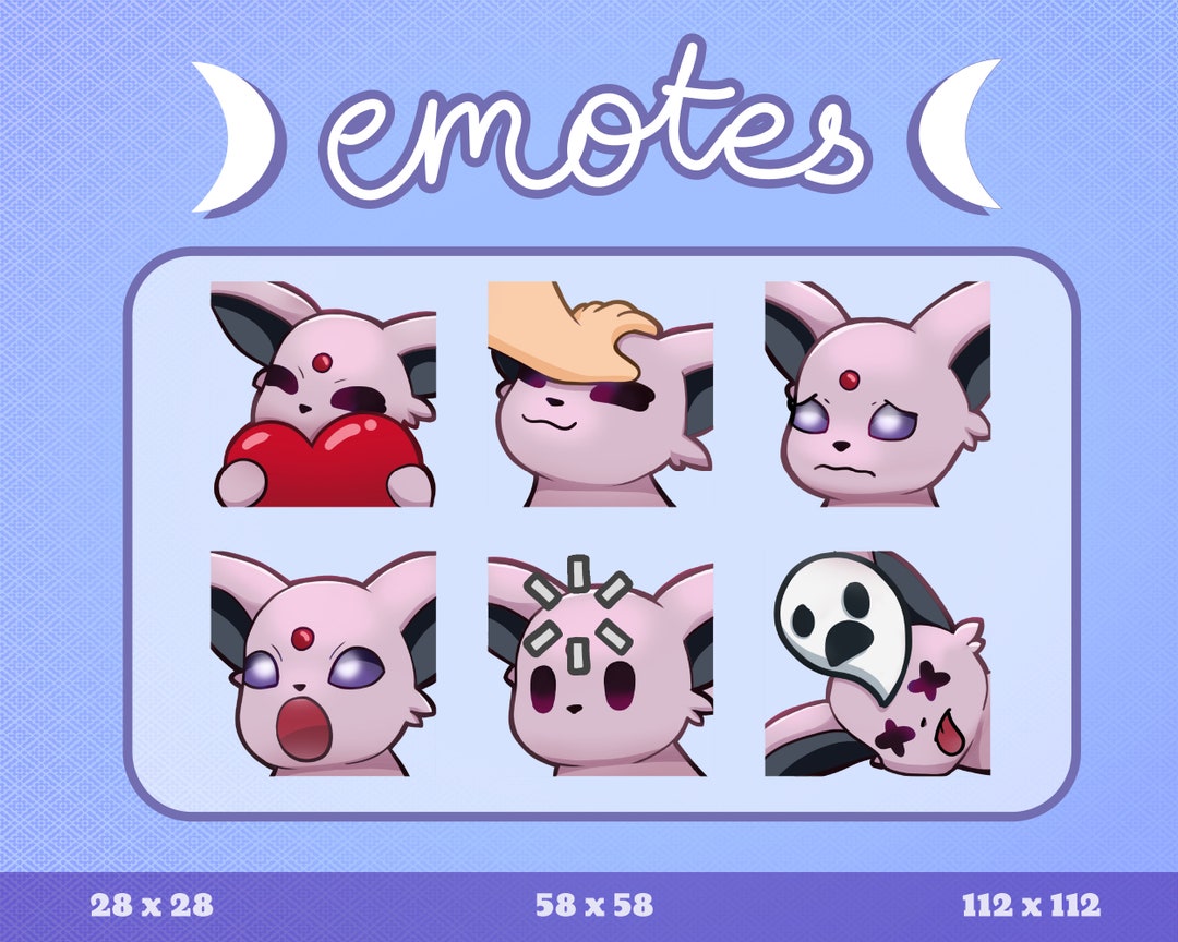 Cute Espeon Eeveelution Pokemon Emotes 28px 56px 112px - Etsy