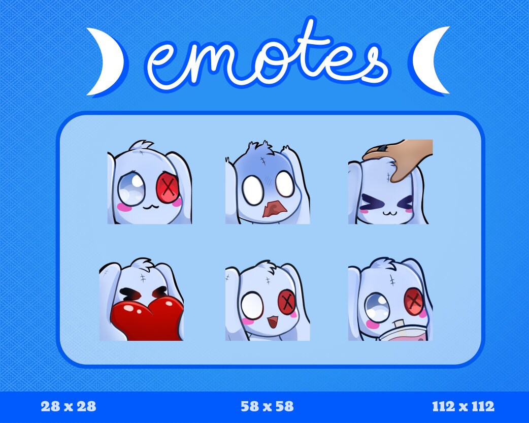 White/light Blue Plush Bunny Emotes | 28 Px | 56 Px | 112 Px - Etsy