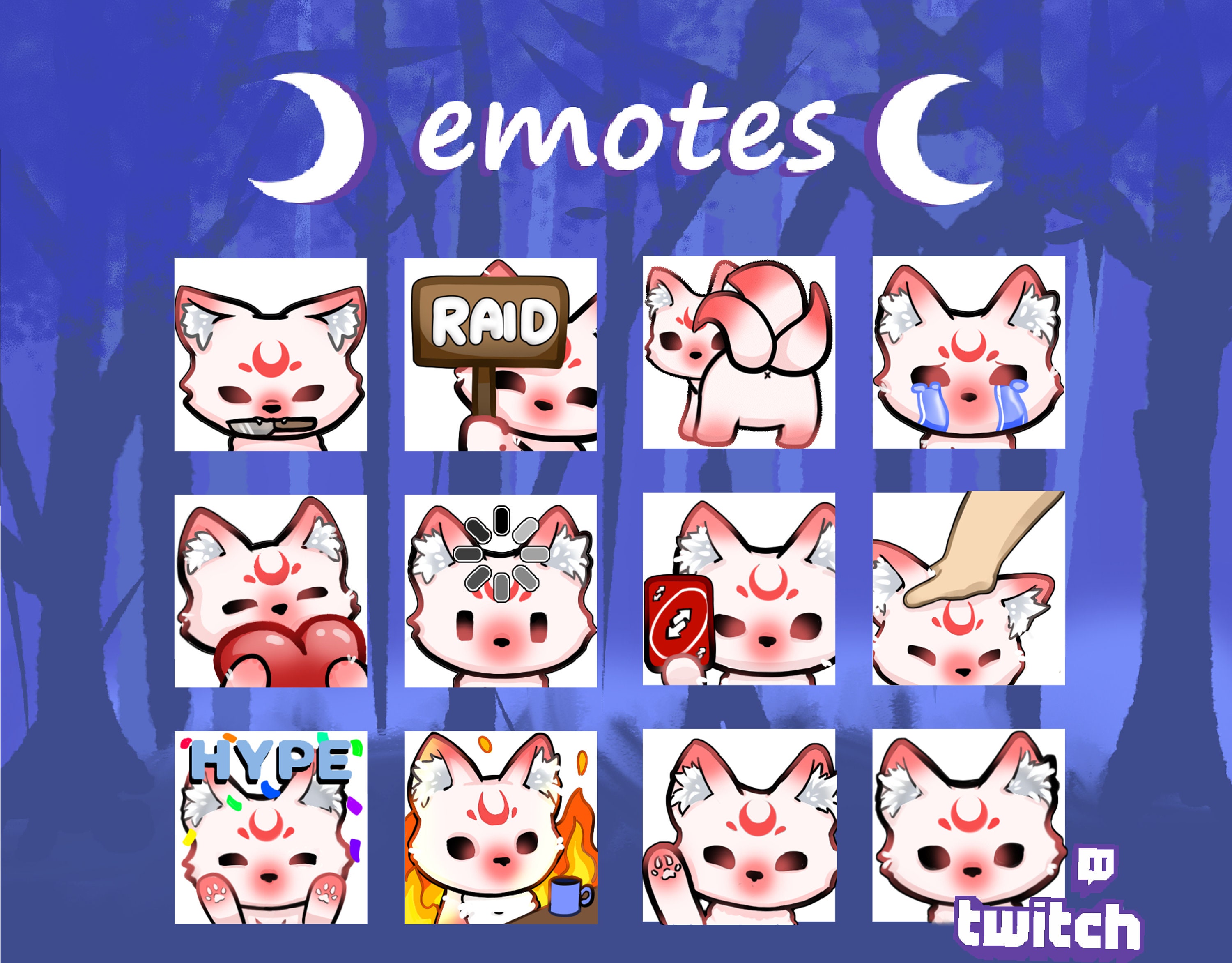 12 Kitsune Emotes - Etsy