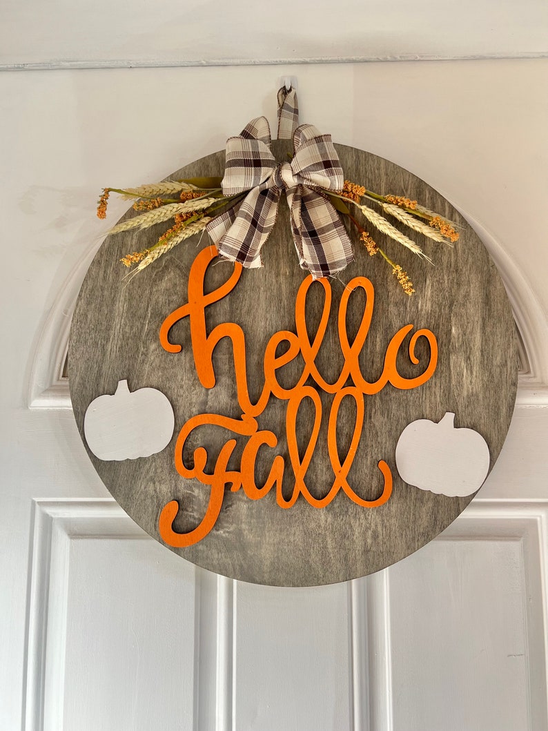 Hello Fall Wooden Wreath W/ 3D Wooden Letters - Etsy