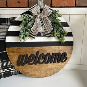 Farmhouse Wooden Welcome Wreath for Front Door - Etsy