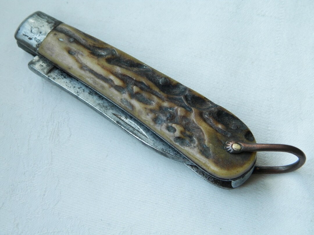 Penknife Stag Horn With a Carbon Steel Blade. Strong Spring No Sideway ...