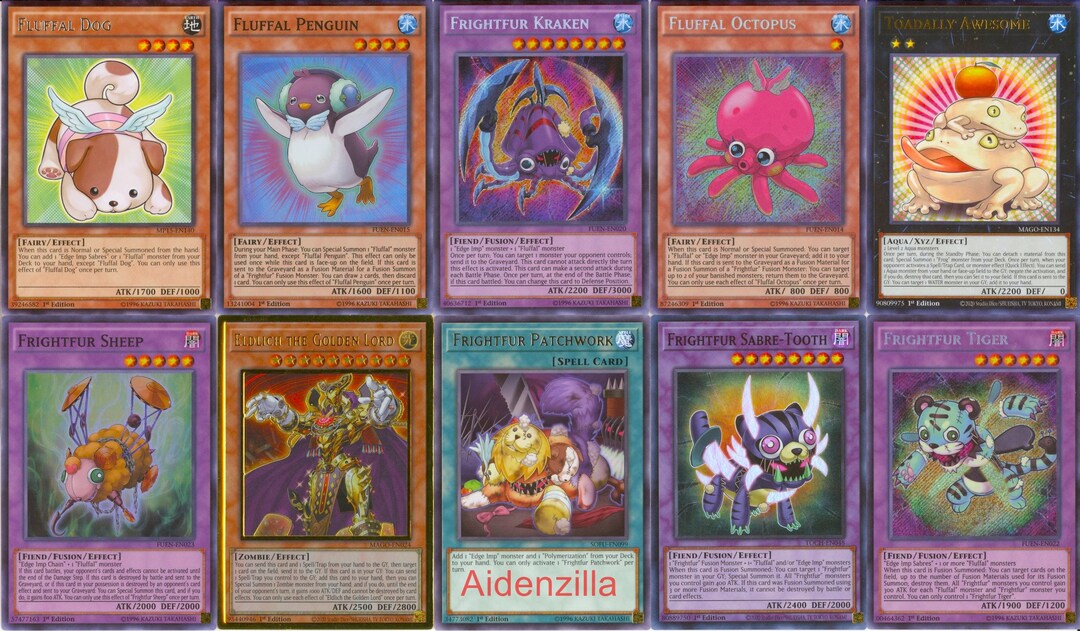 Yugioh Fluffal Frightfur Deck Kraken Tiger Penguin Octopus - Etsy