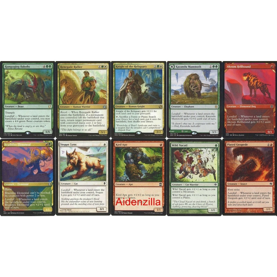 MTG Naya Landfall Deck - Knight Reliquary Renegade Rallier Wild Nacatl ...