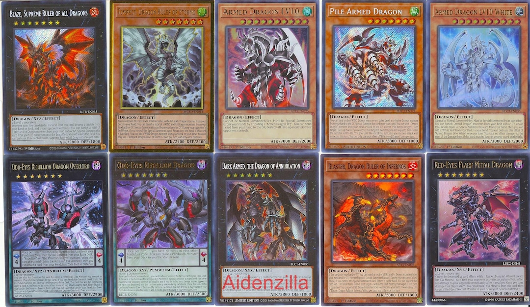 Yugioh Armed Dragon Thunder Deck - Dragon Ruler Blaze, Supreme Dark Armed LV10 - Etsy