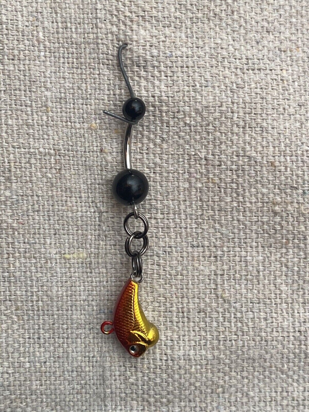 Black Surgical Steel Belly Button Ring With Eurotackle Z-viber - Etsy
