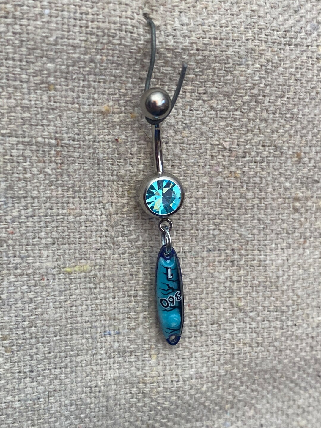 Aqua Surgical Steel Belly Button Ring With Venom 360 Spoon - Etsy