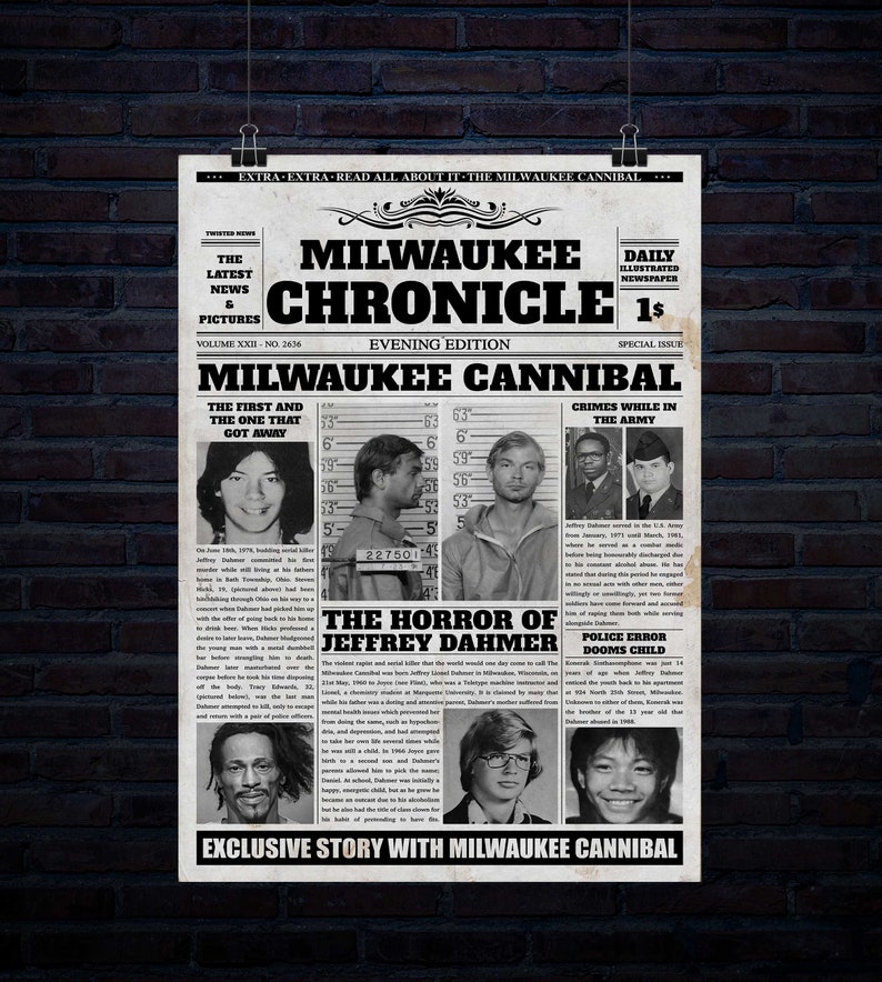 Serial Killer Jeffrey Dahmer the Milwaukee Cannibal Newspaper Article ...