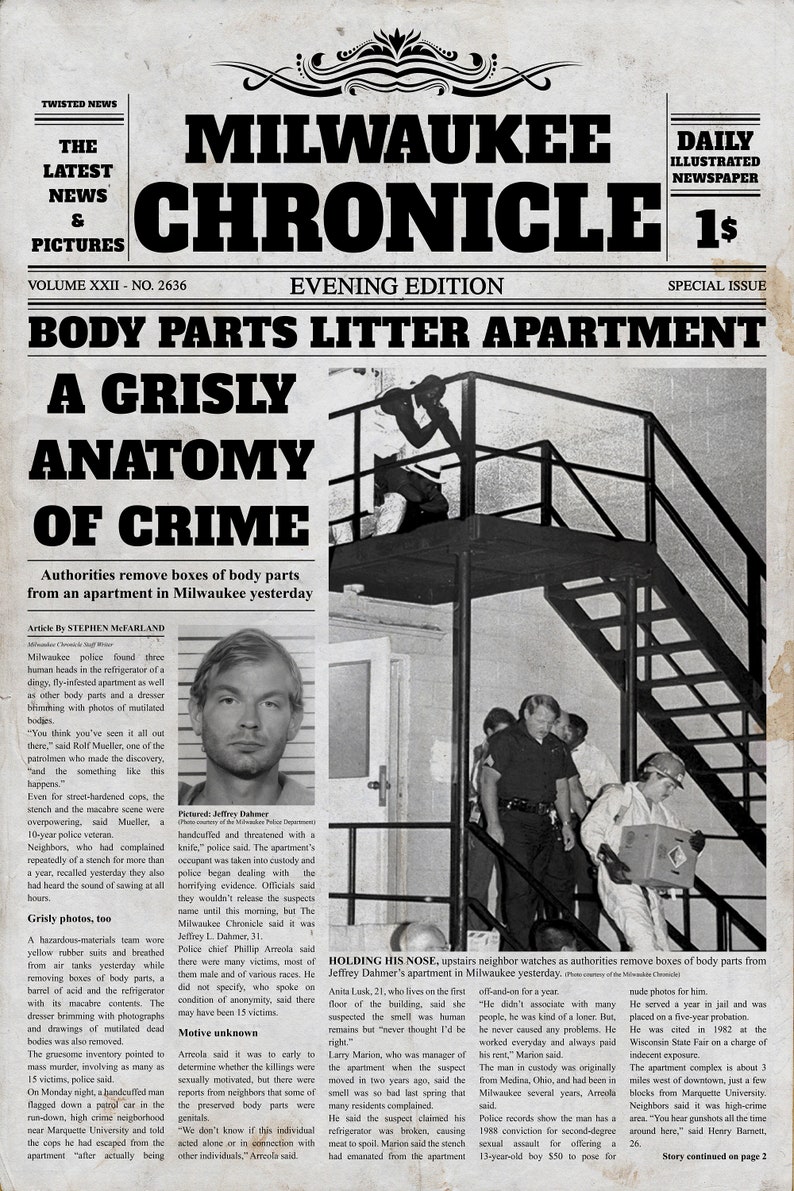 Jeffrey Dahmer Serial Killer Pack of 3 Newspaper Articles 20 Inch X 30 ...