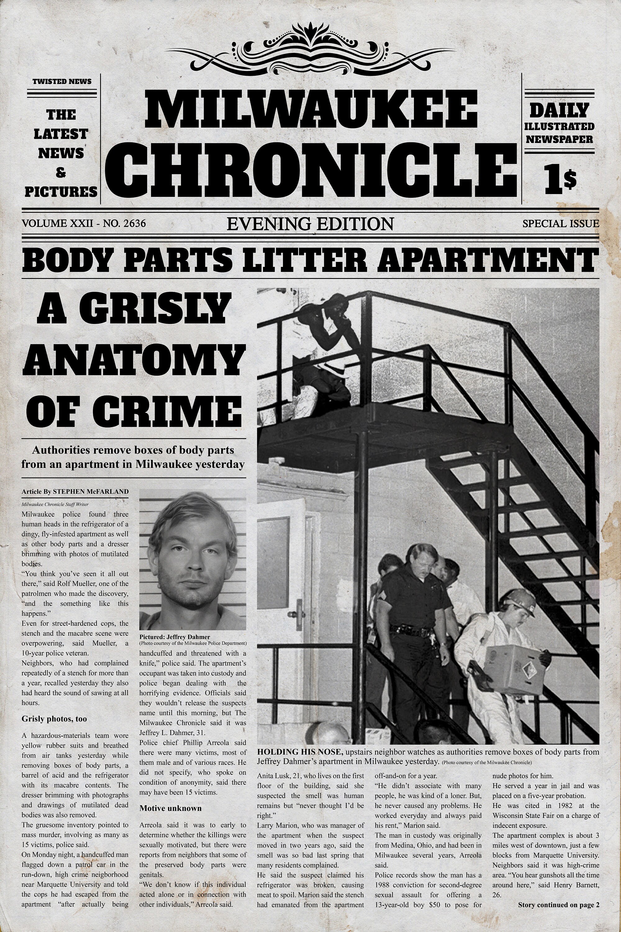 Jeffrey Dahmer Serial Killer Pack of 3 Newspaper Articles 20 Inch X 30 ...