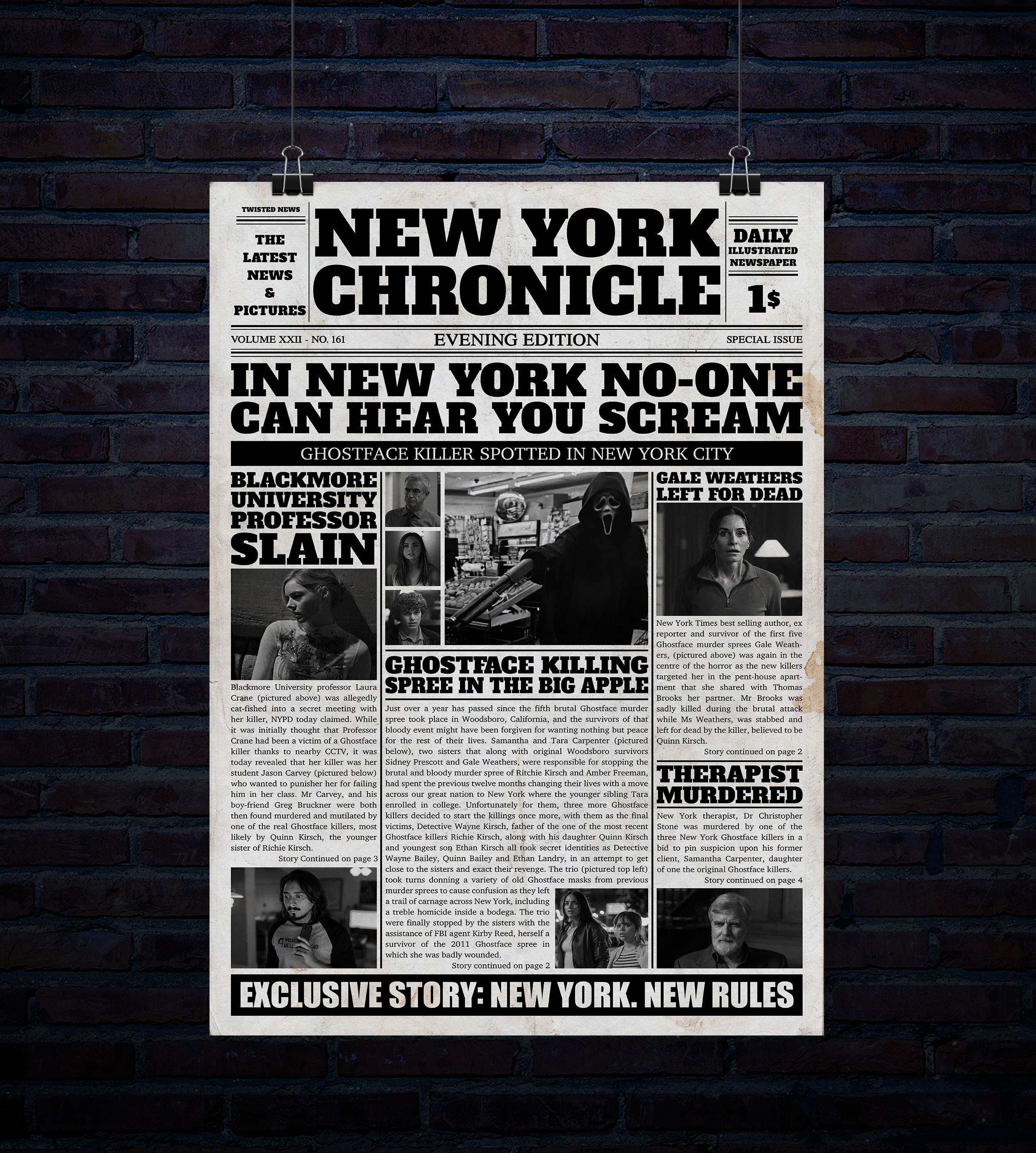 In New York No-one Can Here You Scream Newspaper Article 20 Inch X 30 ...