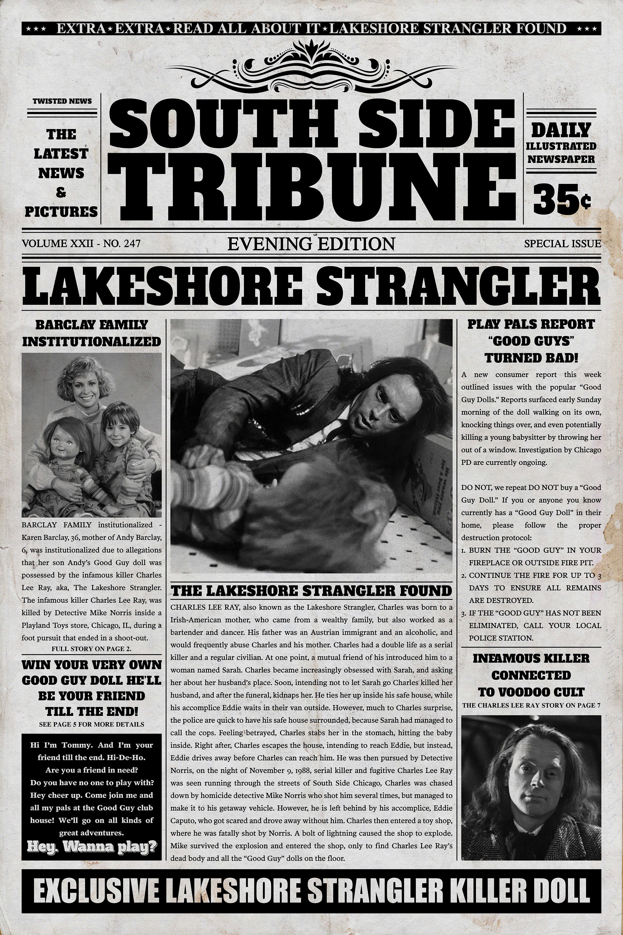 Voodoo Killer, Found Dead Newspaper Article 20 Inch X 30 Inch 300dpi ...