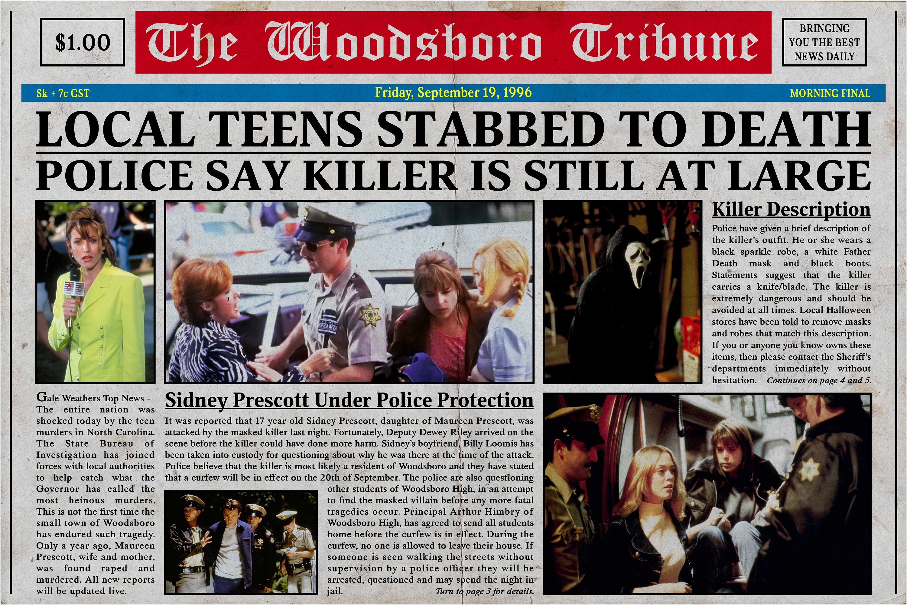 Local Teens Stabbed to Death Newspaper Article 20 Inch X 30 Inch 300dpi ...