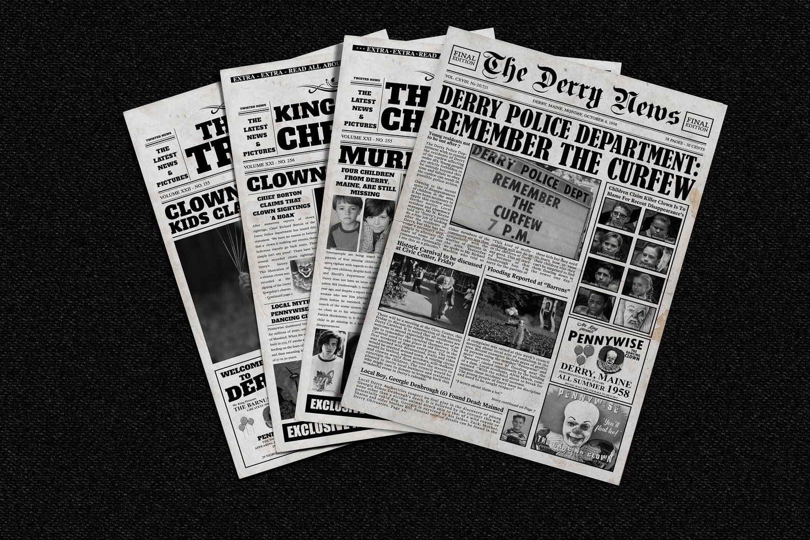 Local Boy Georgie Found Maimed, Kids Claim Clown is Killer Newspaper ...